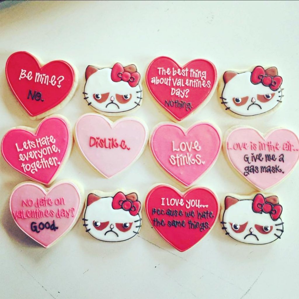 Grumpy Cat Valentines Cookies - Hayley Cakes and Cookies Hayley Cakes ...