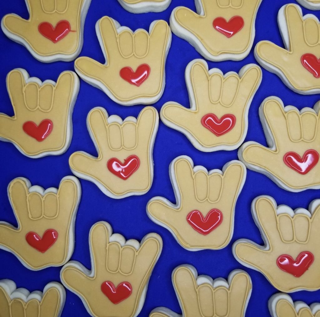 Sign language I love you Hand Cookies - Hayley Cakes and Cookies Hayley ...