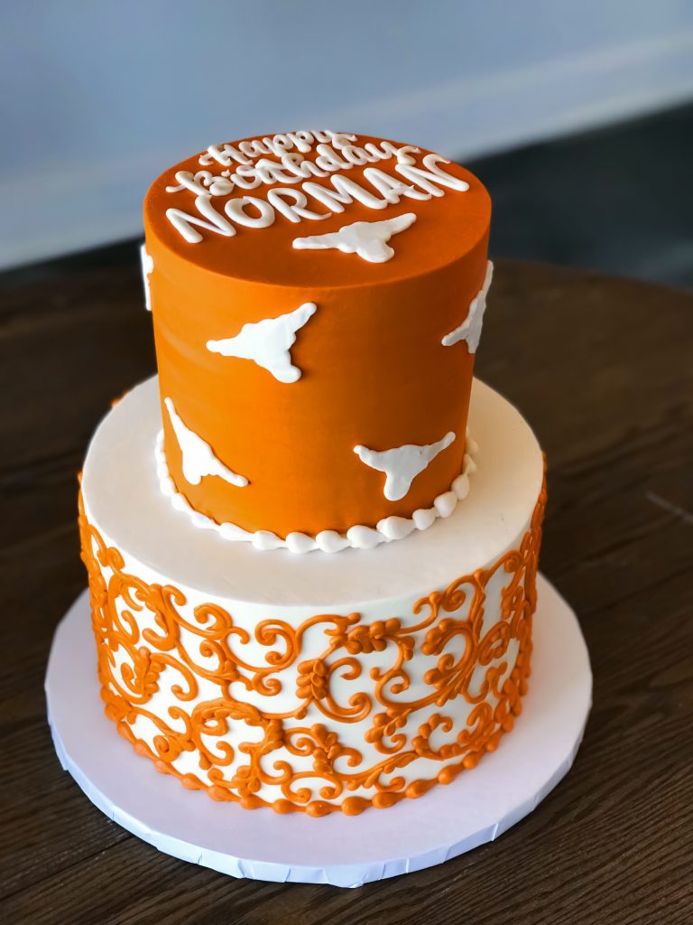 Longhorn Pattern Graduation Cake - Hayley Cakes and Cookies Hayley ...