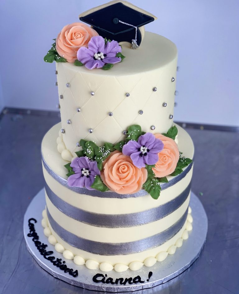 Fancy floral Graduation Cake - Hayley Cakes and Cookies Hayley Cakes ...
