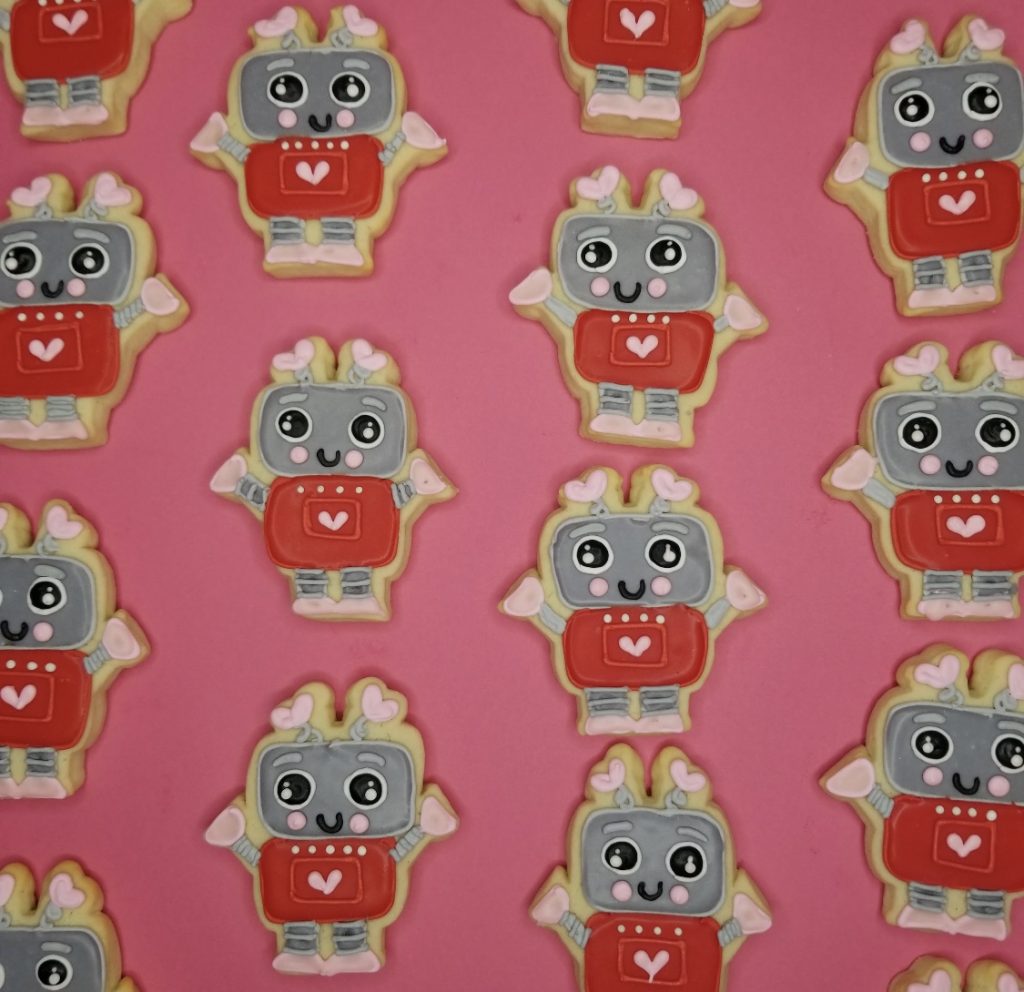 Valentine Robot Cookies - Hayley Cakes and Cookies Hayley Cakes and Cookies