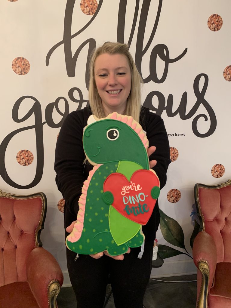 GIANT 15" Dinosaur Valentine Cookie - Hayley Cakes and Cookies Hayley ...