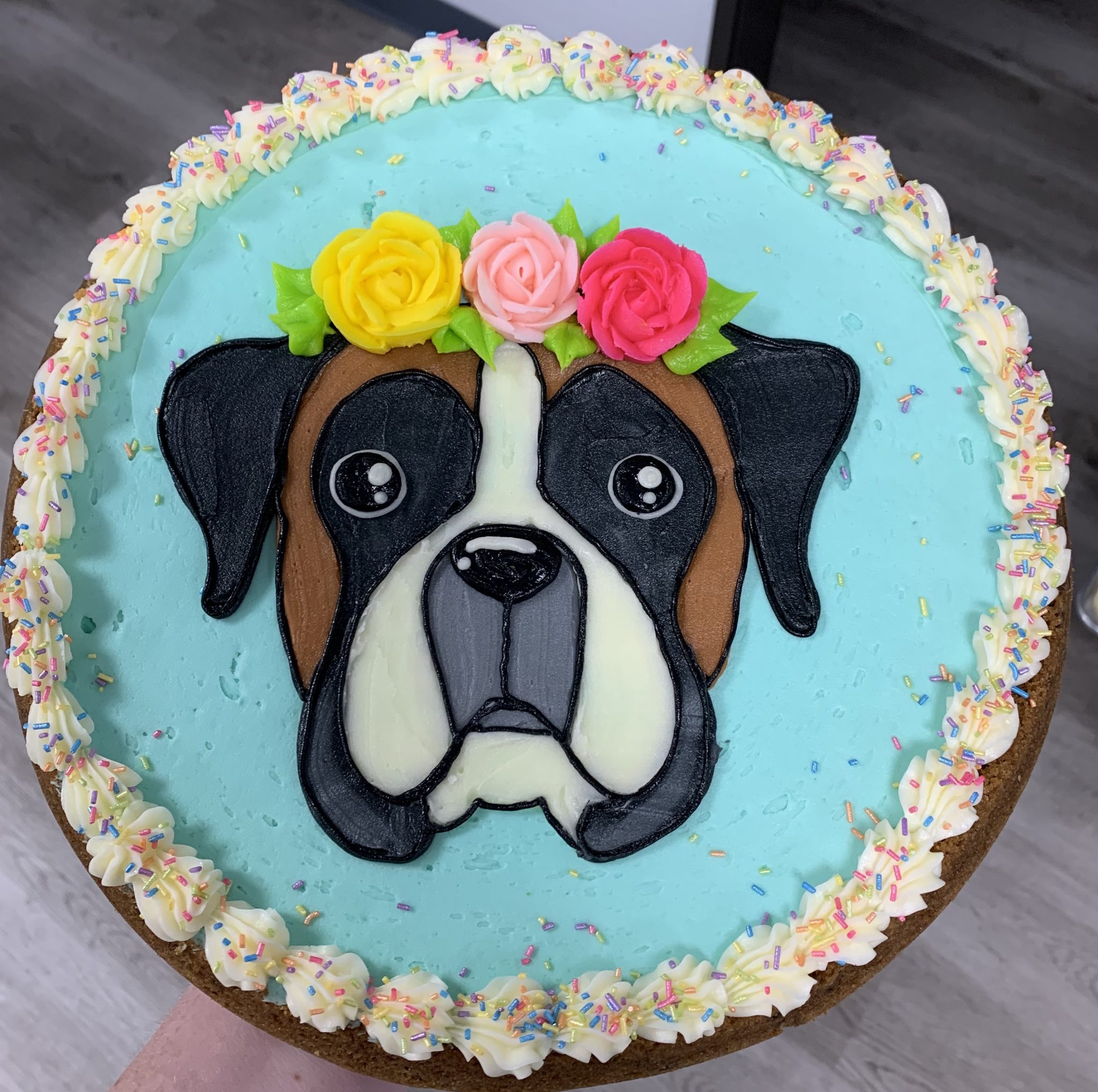 Boxer Puppy Cookie Cake - Hayley Cakes and Cookies Hayley Cakes and Cookies