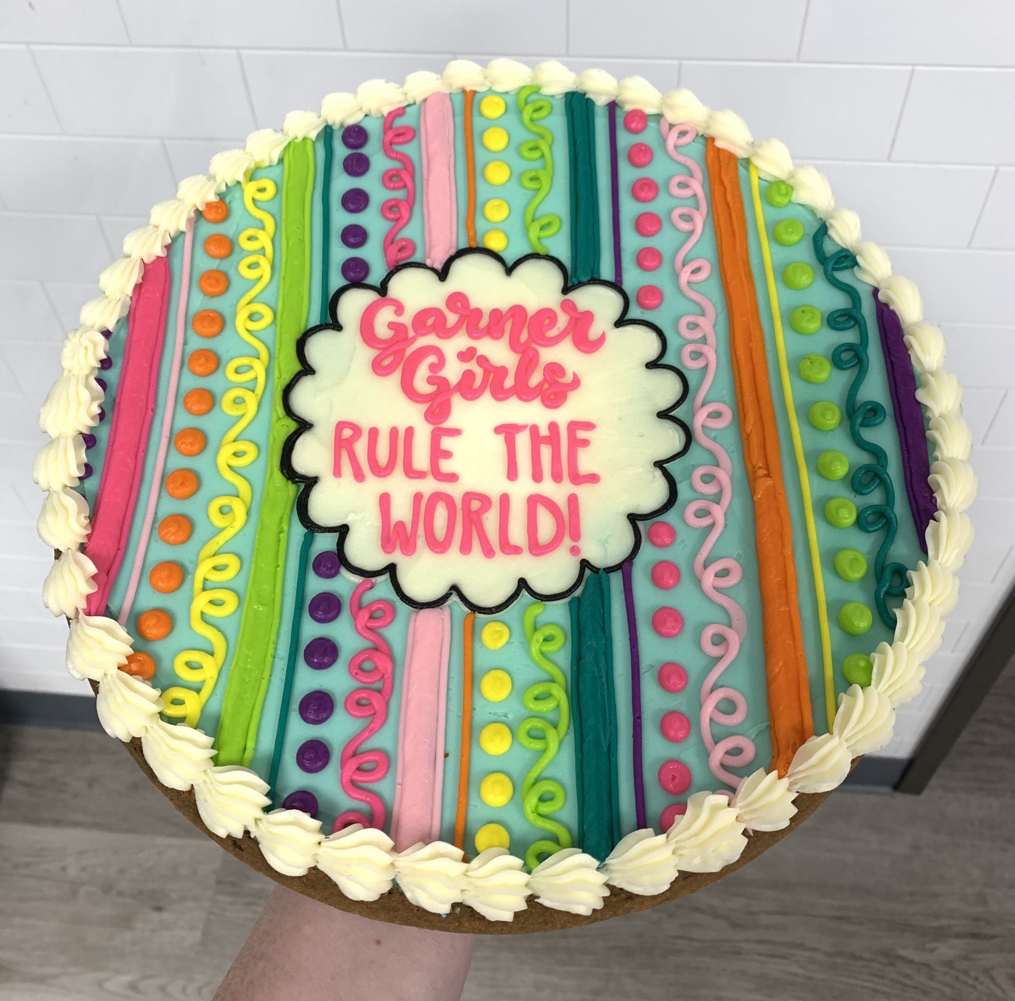 Stripe and swirl cookie cake - Hayley Cakes and Cookies Hayley Cakes ...