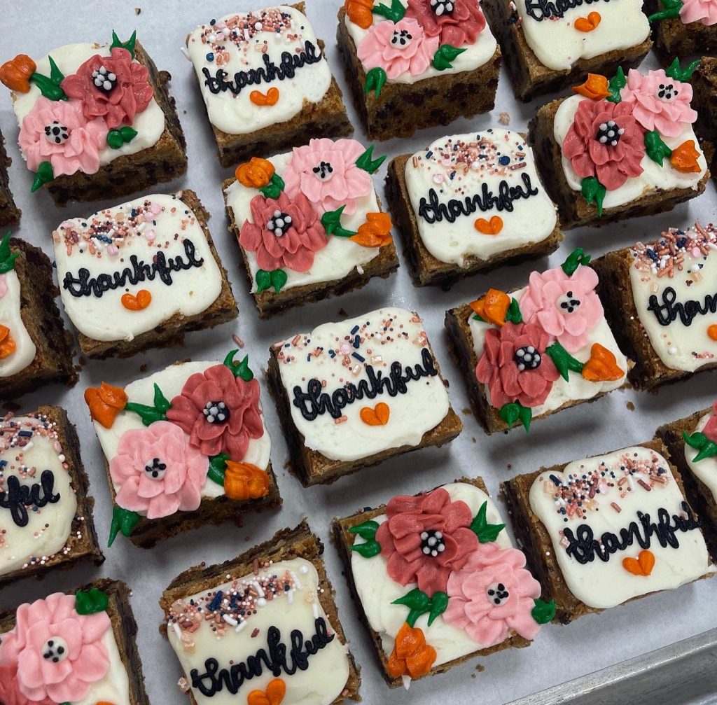 Thankfully floral cookie cake squares - Hayley Cakes and Cookies Hayley ...