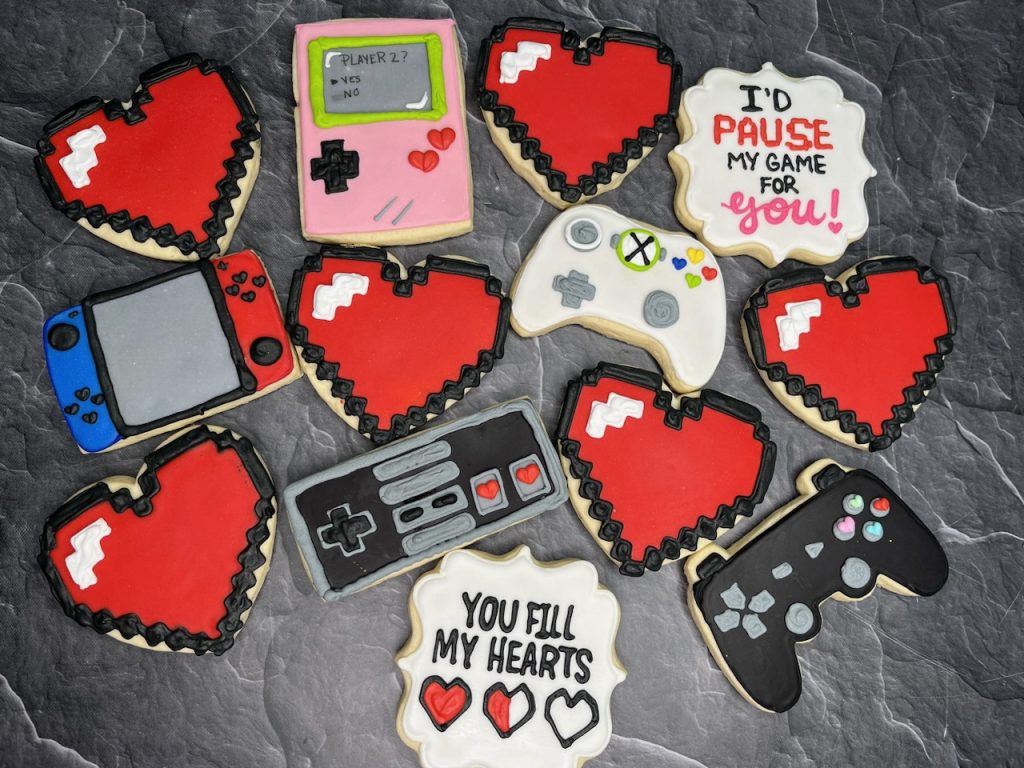 Gamer Valentine Cookies - Hayley Cakes and Cookies Hayley Cakes and Cookies