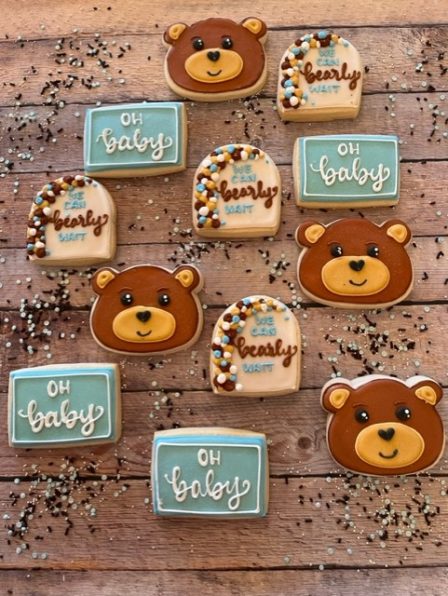 We can BEARly wait, baby boy cookie set of 12 - Hayley Cakes and ...
