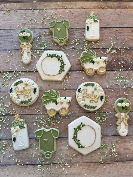 Greenery baby shower cookie set of 12 - Hayley Cakes and Cookies Hayley ...