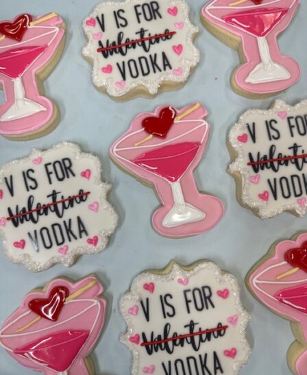 V is for Vodka Valentines Cookie set of 12 - Hayley Cakes and Cookies ...